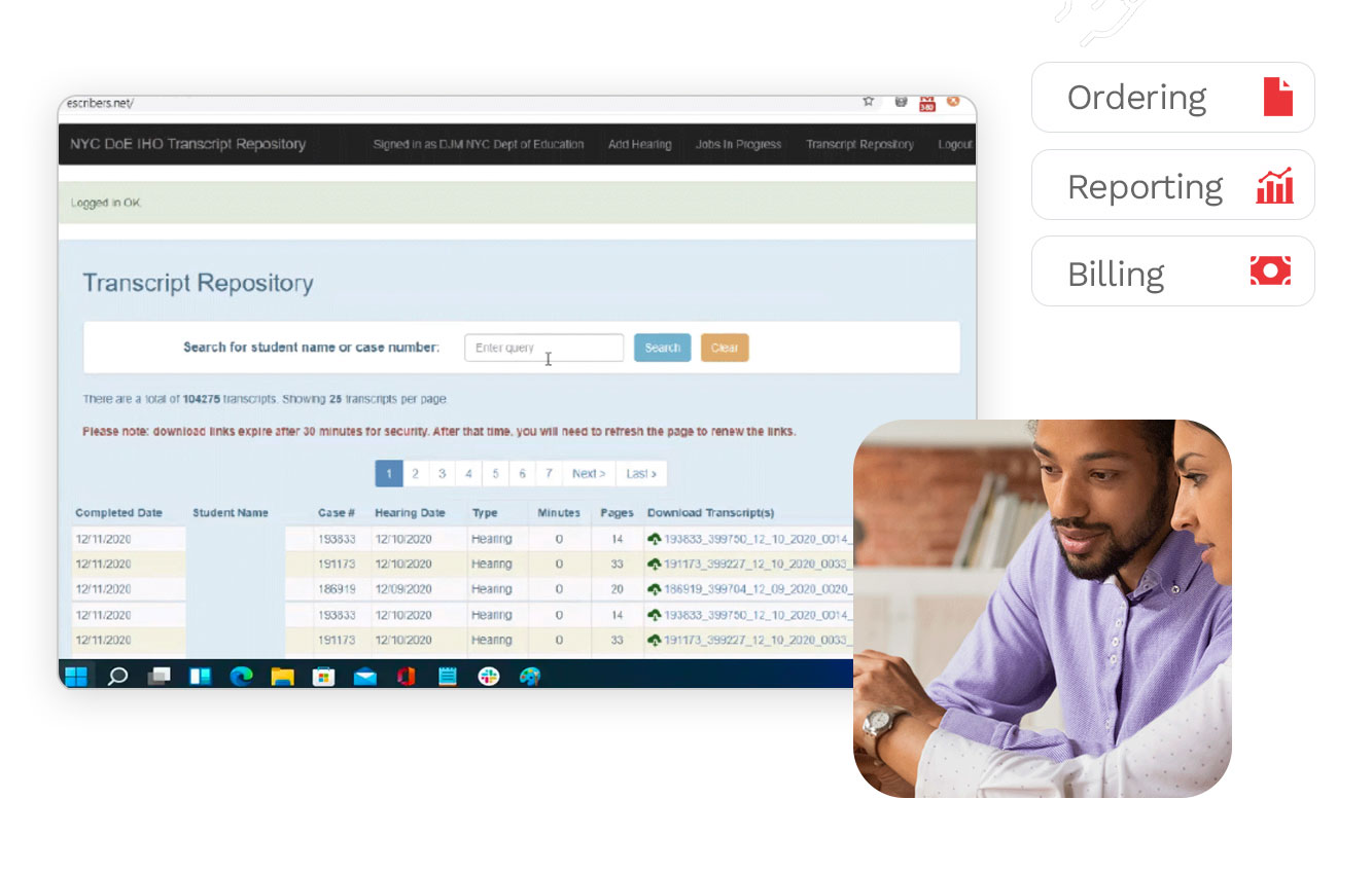Transcription and Reporting – eScribers